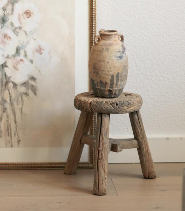 Vintage Chinese Rustic Elm Wood Mini Stool--Wabi-Sabi Decor – Queena Clay