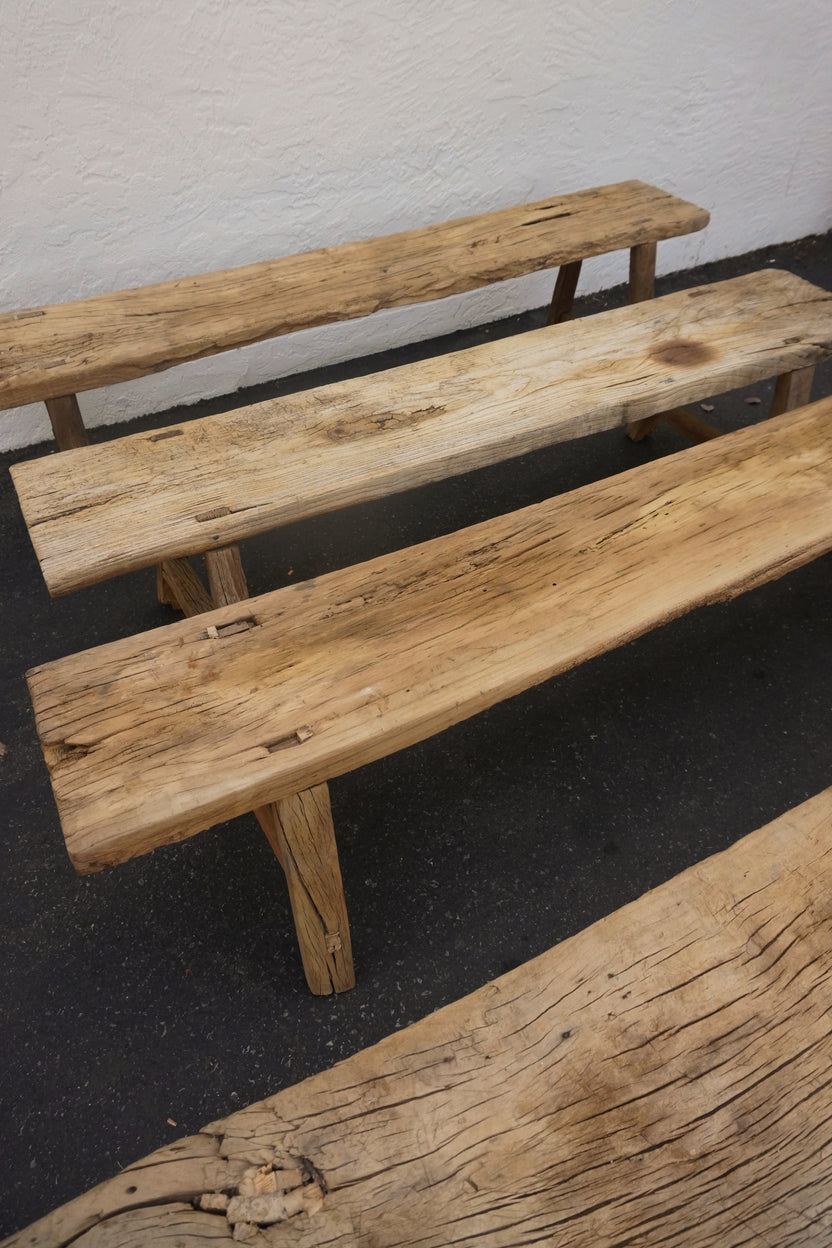 Vintage Wide Extra Long Bench Elm Wood – Queena Clay