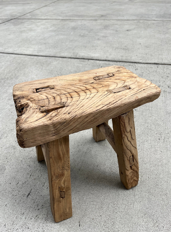 Vintage Chinese Rustic Elm Wood Mini Stool--Wabi-Sabi Decor – Queena Clay